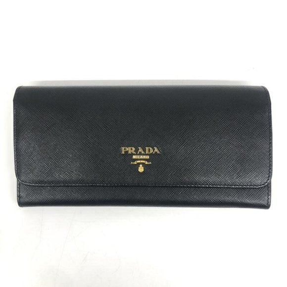 Prada | Accessories | Prada Bifold Long Wallet Saffiano Leather Black M1132 Prada | Poshmark